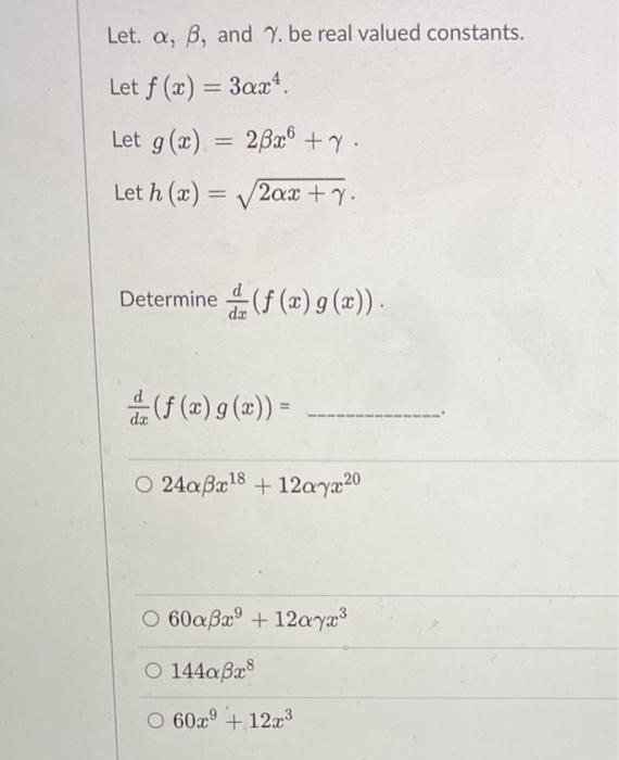 Solved Let. a, b, and 7. be real valued constants. Let f (x) | Chegg.com