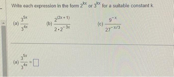 Solved Write each expression in the form 2kx or 3kx for a | Chegg.com