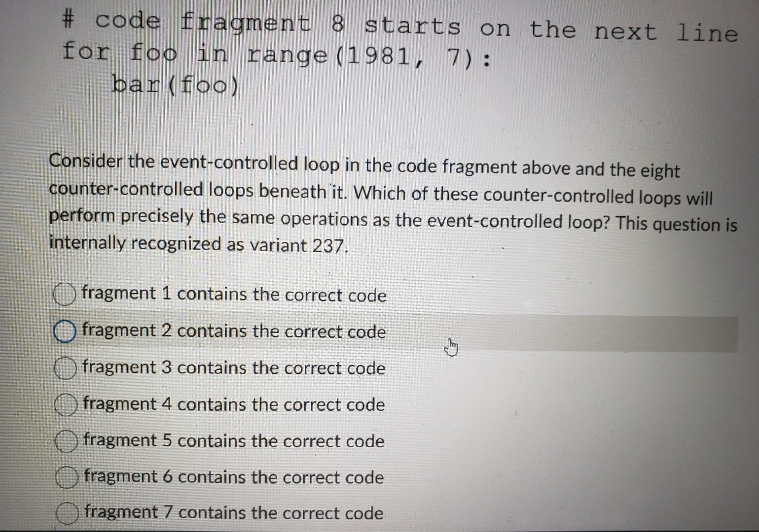 Solved foo = o while(foo