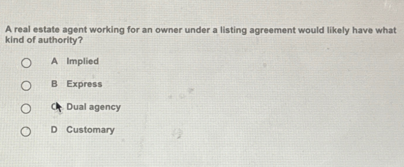 Solved A real estate agent working for an owner under a | Chegg.com