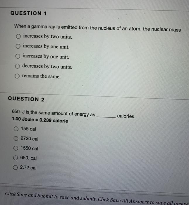 Solved QUESTION 1 When a gamma ray is emitted from the | Chegg.com