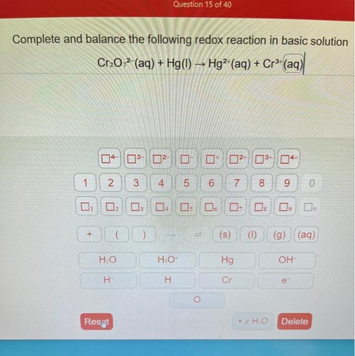 Solved Complete and balance the following redox reaction in | Chegg.com