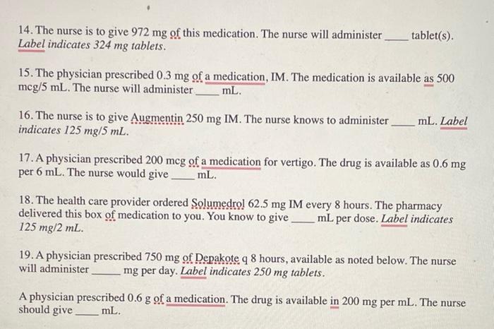Solved 1. The physician orders 0.05mg of a medication What | Chegg.com