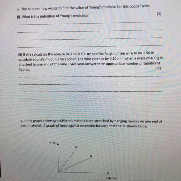 Solved b. The student now wants to find the value of Young's | Chegg.com