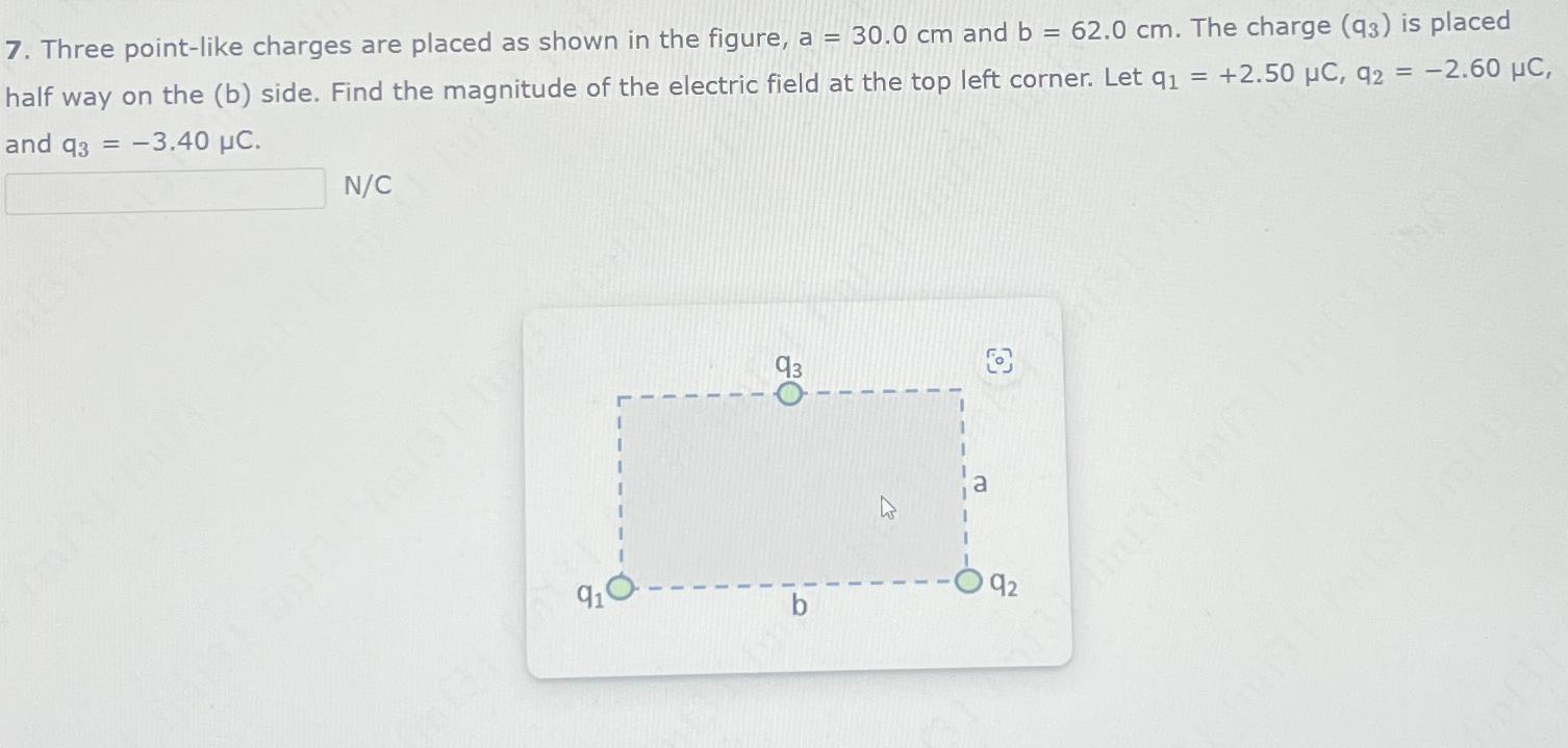 Solved Three point-like charges are placed as shown in the | Chegg.com