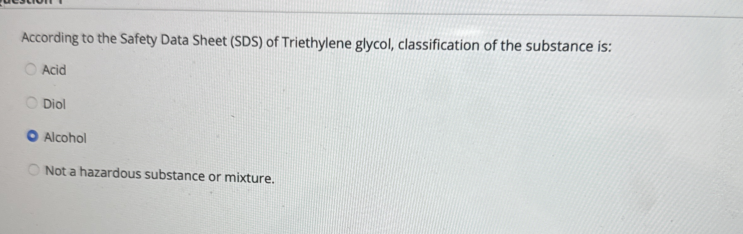 Solved According to the Safety Data Sheet (SDS) ﻿of | Chegg.com