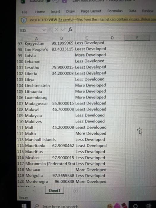Using the Excel data sheet given (the picutures), | Chegg.com