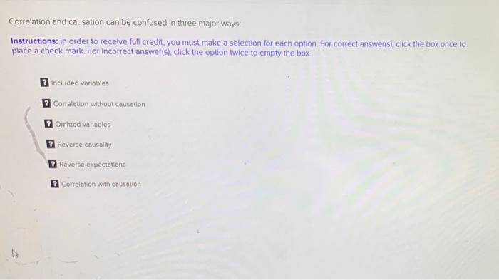 Solved Correlation and causation can be confused in three | Chegg.com