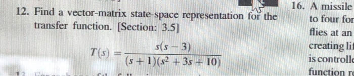 Solved 12. Find a vector-matrix state-space representation | Chegg.com