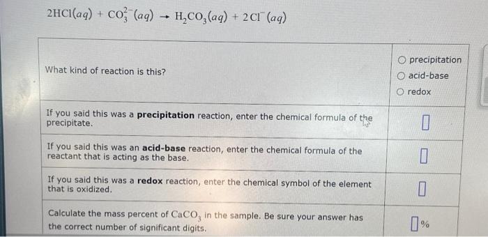 Solved To measure the amount of calcium carbonate (CaCO3) in | Chegg.com