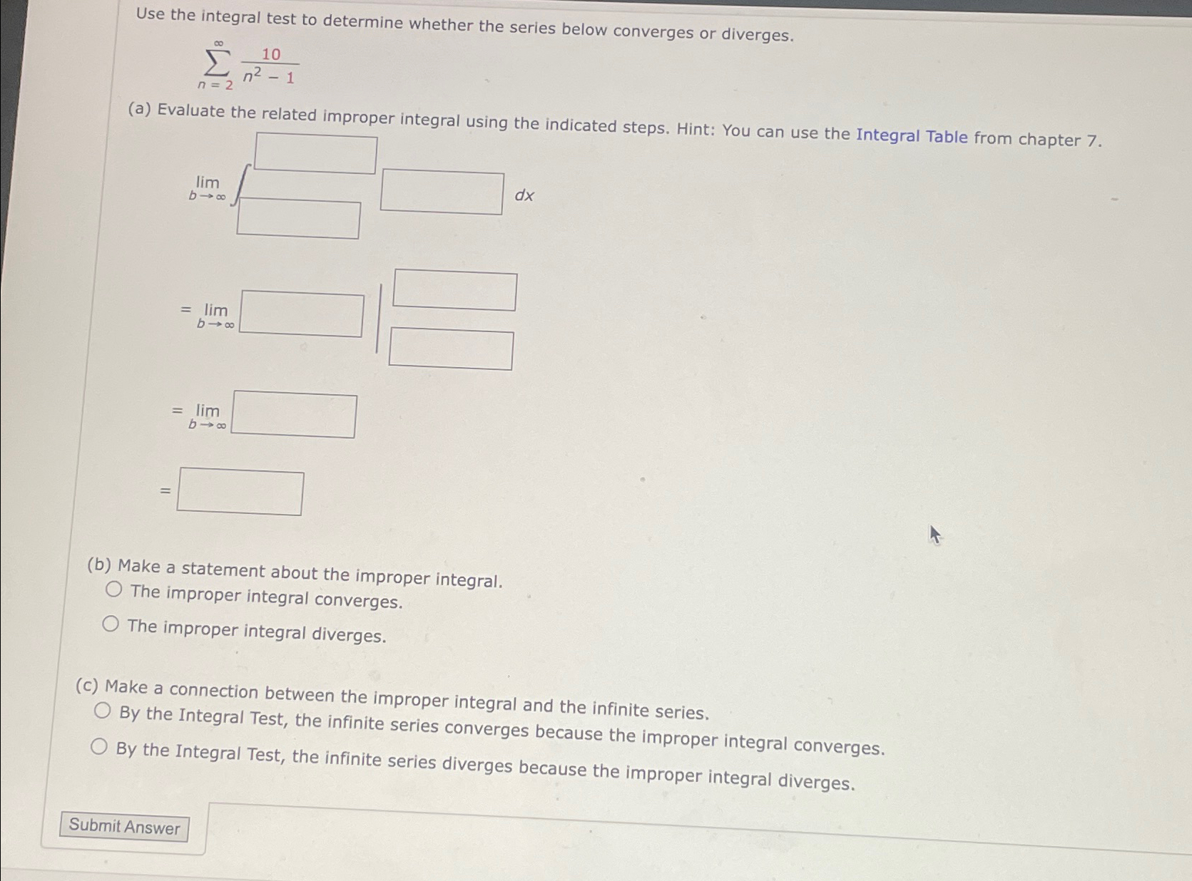 Solved \end{array}](b) ﻿Make a statement about the improper | Chegg.com