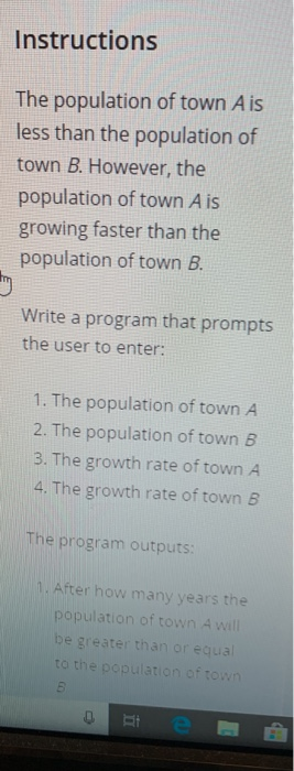 Solved Instructions The population of town A is less than | Chegg.com