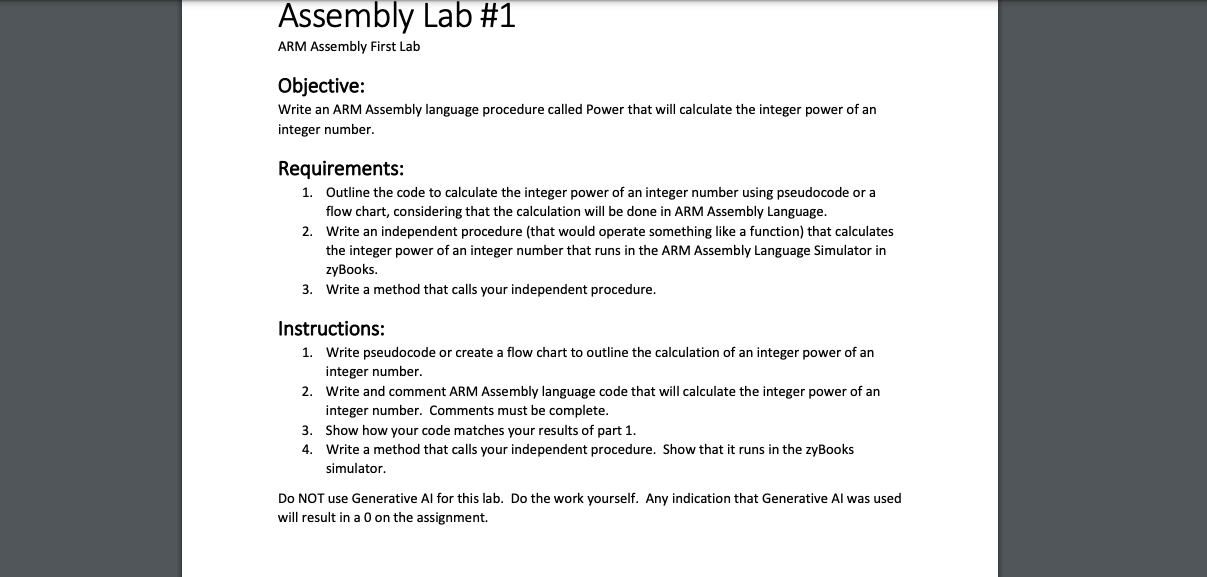 Solved Assembly Lab #1ARM Assembly First LabObjective:Write | Chegg.com