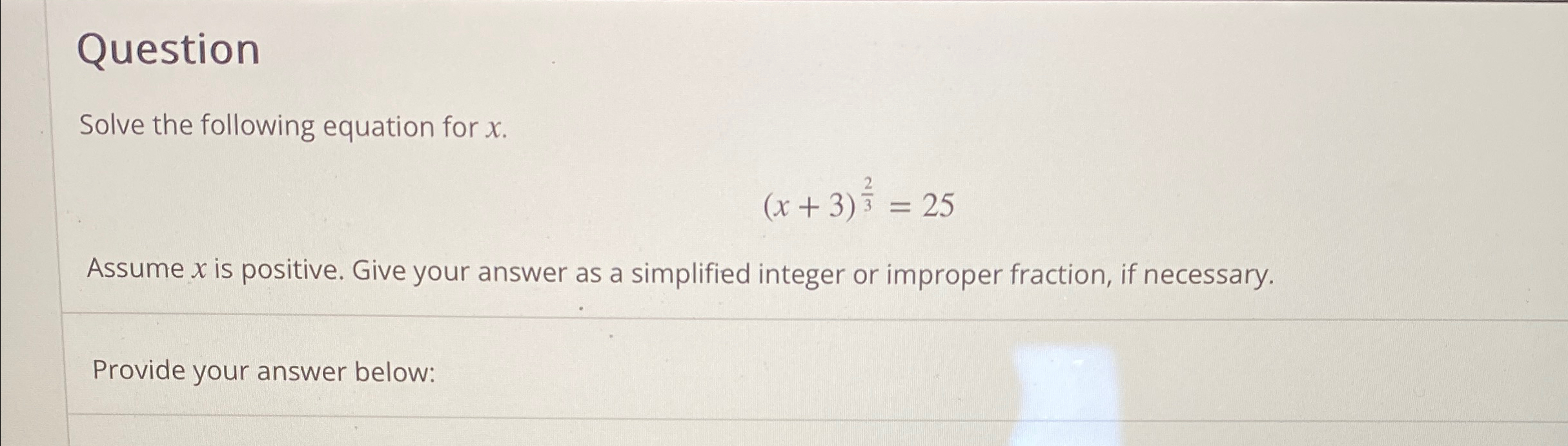 Solved QuestionSolve the following equation for | Chegg.com