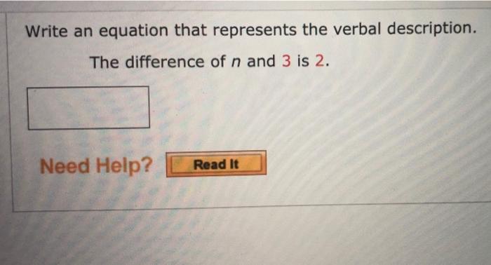Solved Write an equation that represents the verbal | Chegg.com