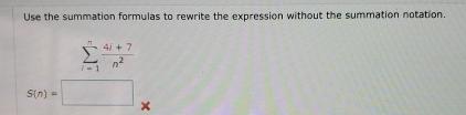 Solved Use the summation formulas to rewrite the expression | Chegg.com