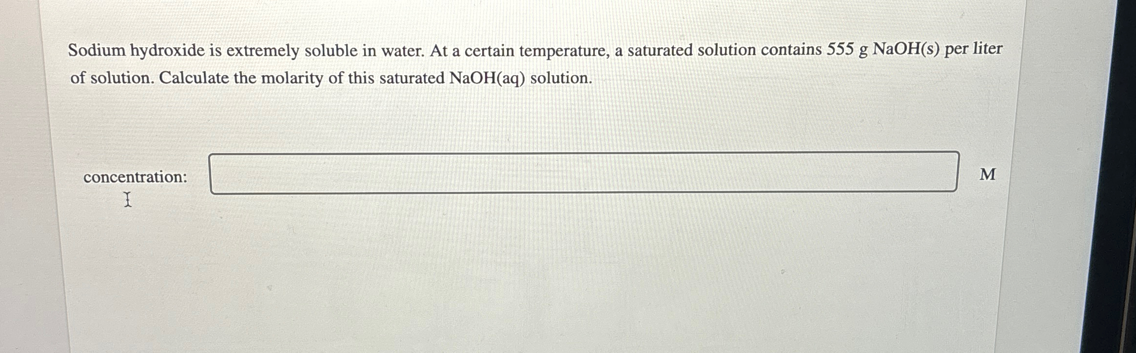 Solved Sodium hydroxide is extremely soluble in water. At a | Chegg.com