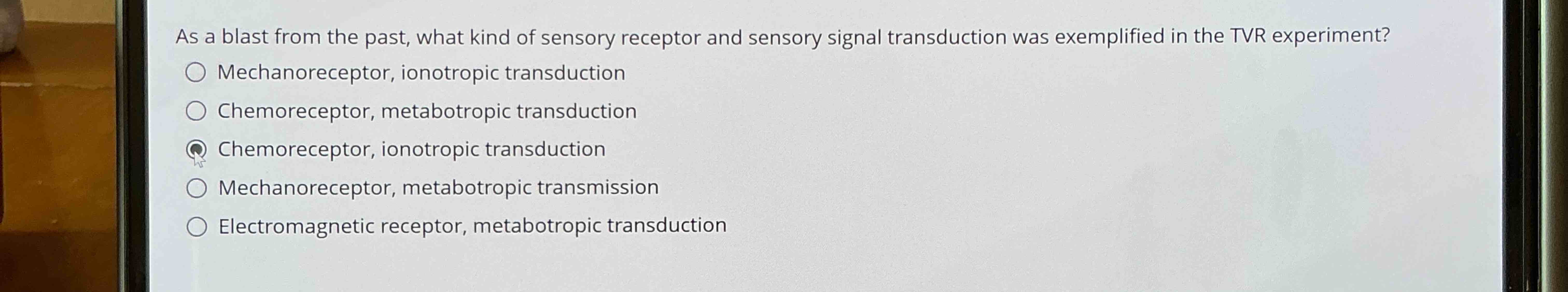 Solved As a blast from the past, what kind of sensory | Chegg.com