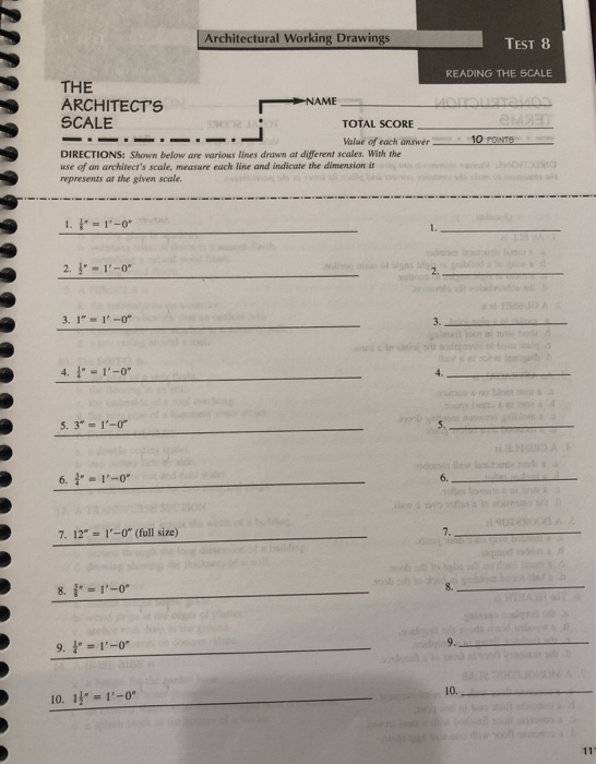 Architectural Working Drawings TEST 4 SKETCHING | Chegg.com