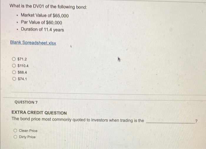 Solved What is the DV01 of the following bond: Market Value | Chegg.com