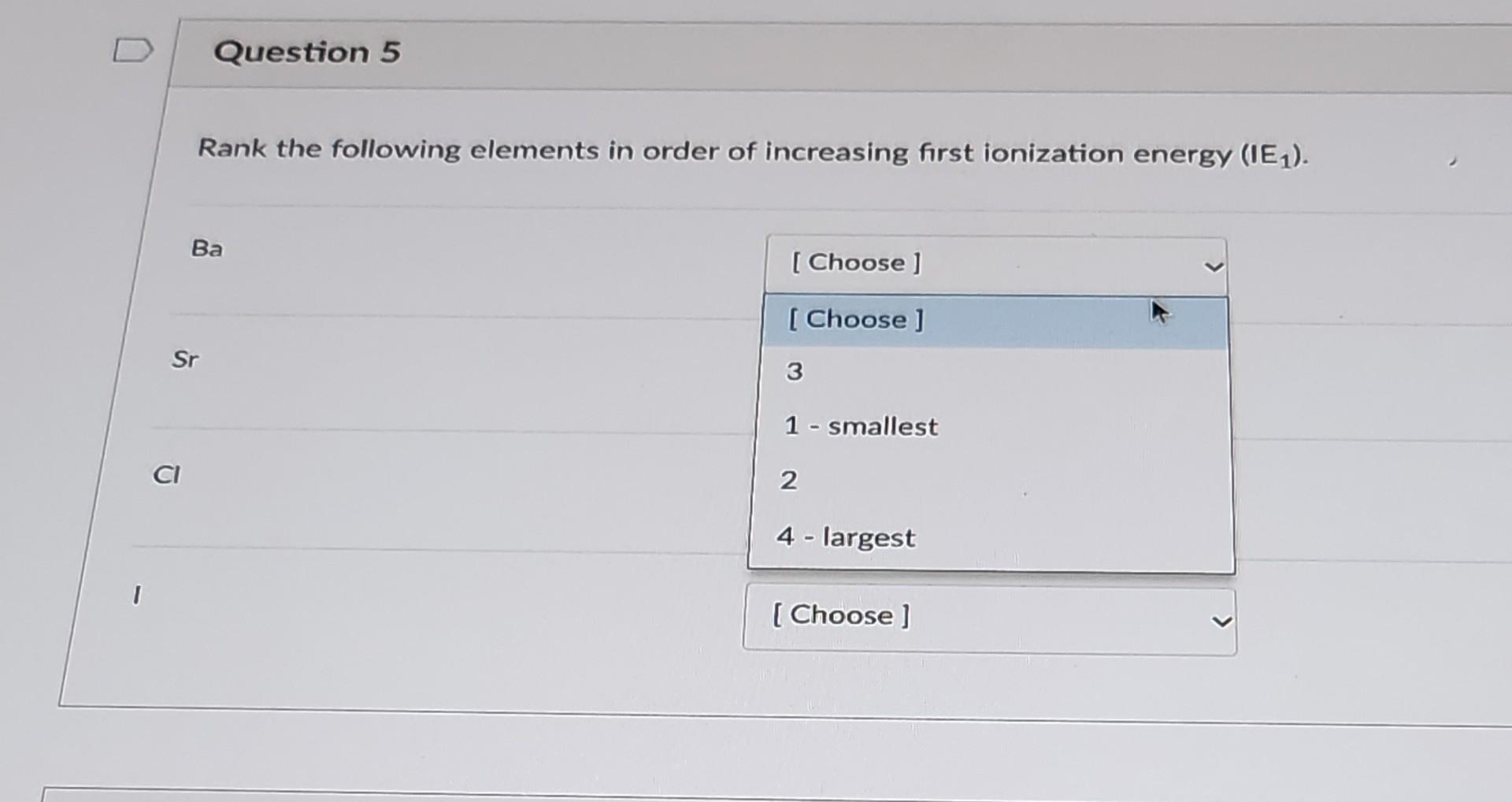 Solved Rank the following elements in order of increasing | Chegg.com