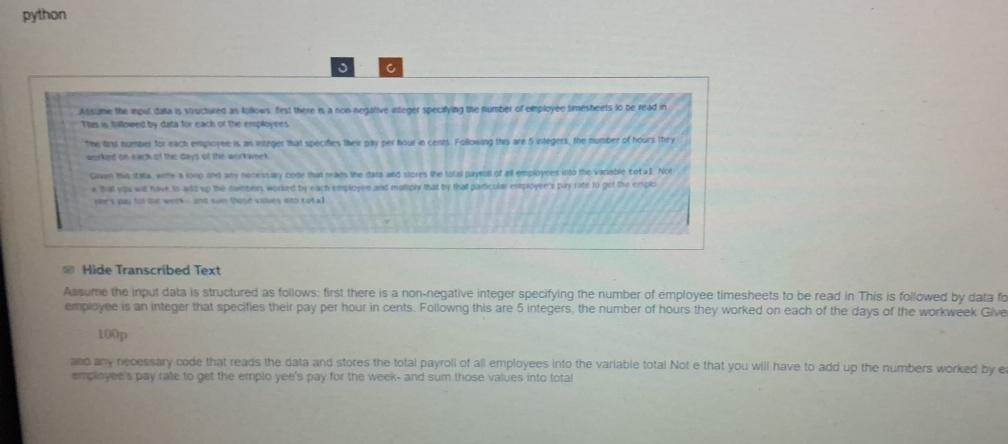 Solved python0cHide Transcribed TextAlsurte the input data | Chegg.com