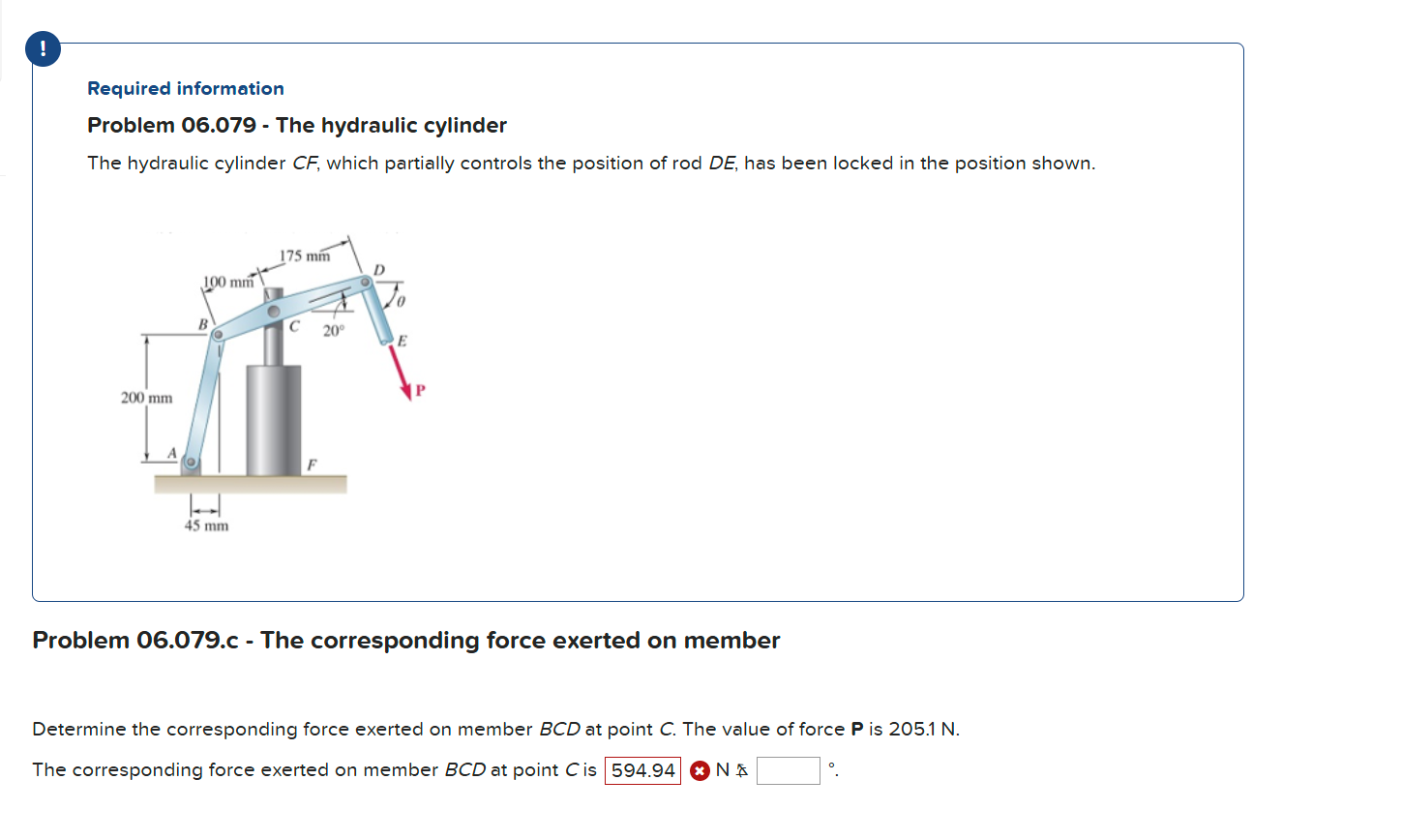 Solved Required informationProblem 06.079 - ﻿The hydraulic | Chegg.com