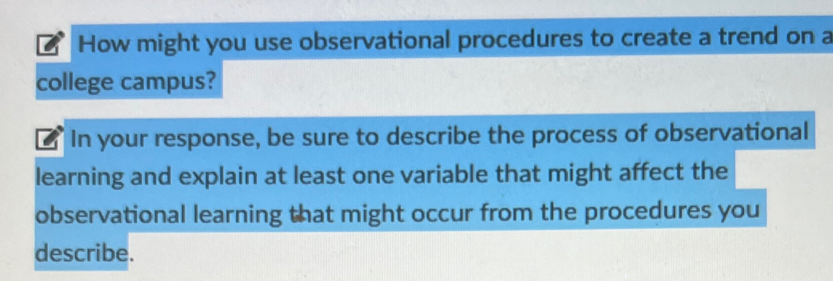 Solved How might you use observational procedures to create | Chegg.com