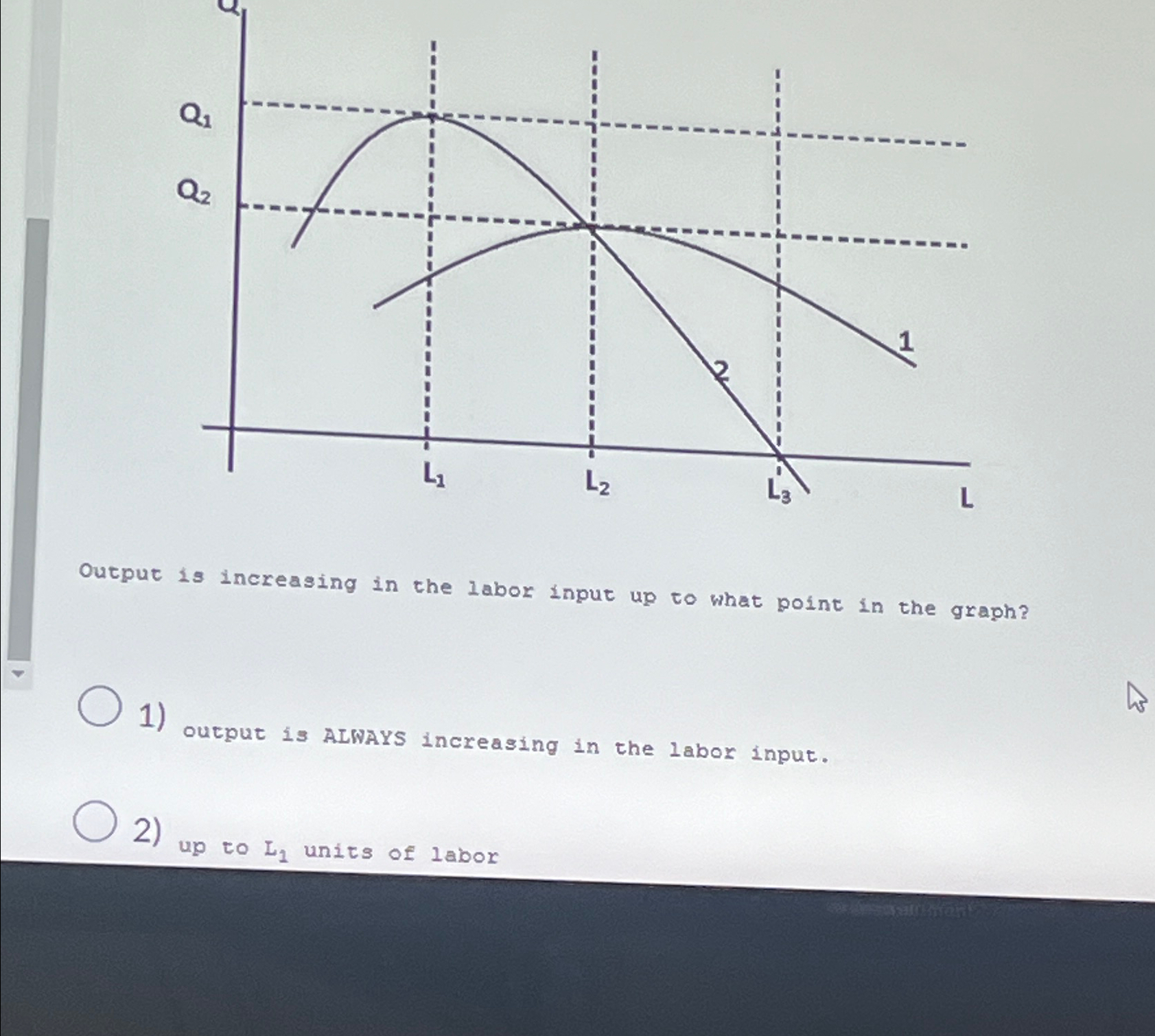 Solved Output is increasing in the labor input up to what | Chegg.com