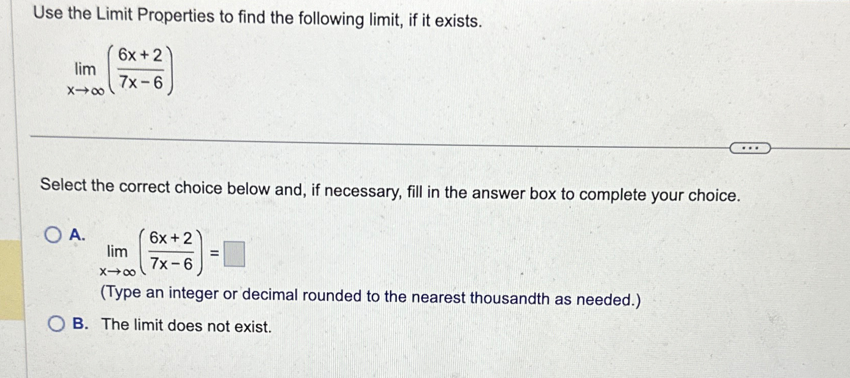 Solved Use the Limit Properties to find the following limit, | Chegg.com