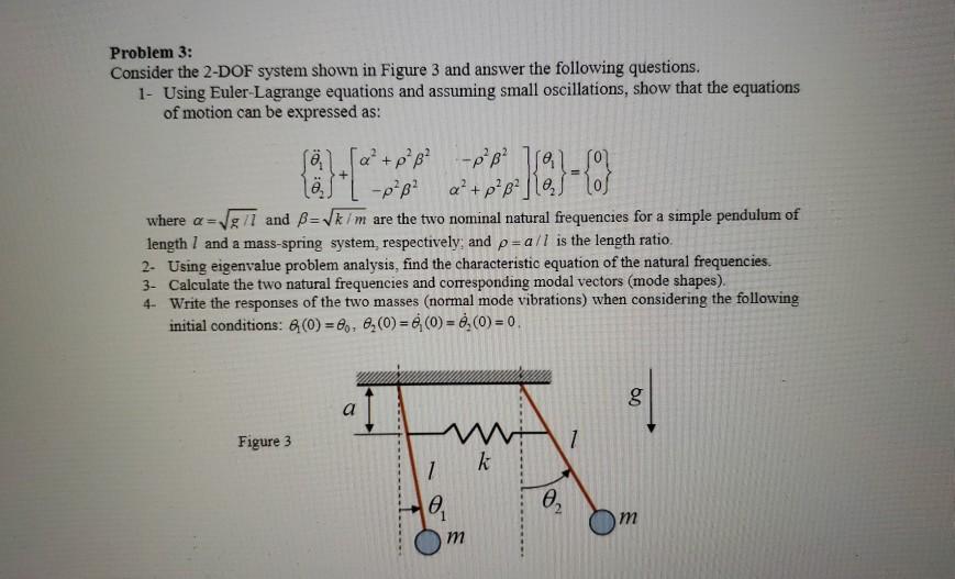 Solved Problem 3 Consider The 2 Dof System Shown In Figure