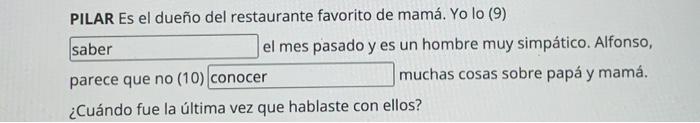 3 La fiesta sorpresa Fill in the blanks in this | Chegg.com