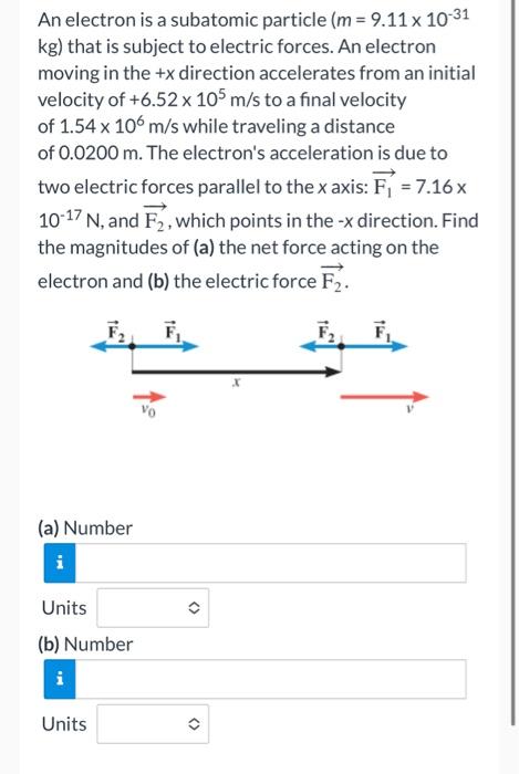 Solved An electron is a subatomic particle (m= 9.11 x 10-31 | Chegg.com