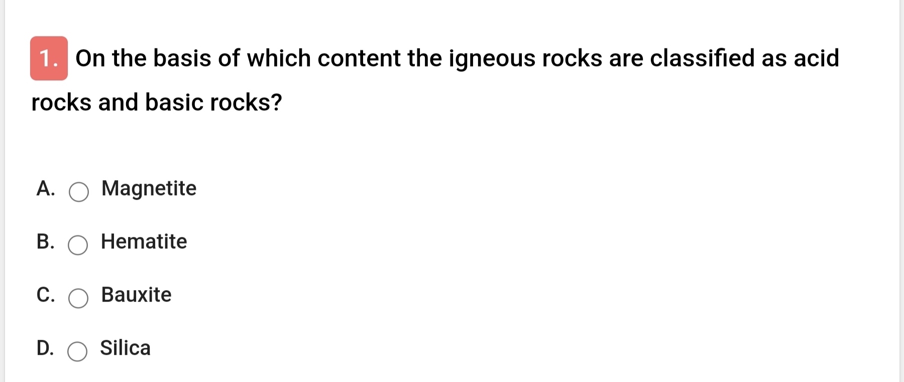 Solved On the basis of which content the igneous rocks are | Chegg.com