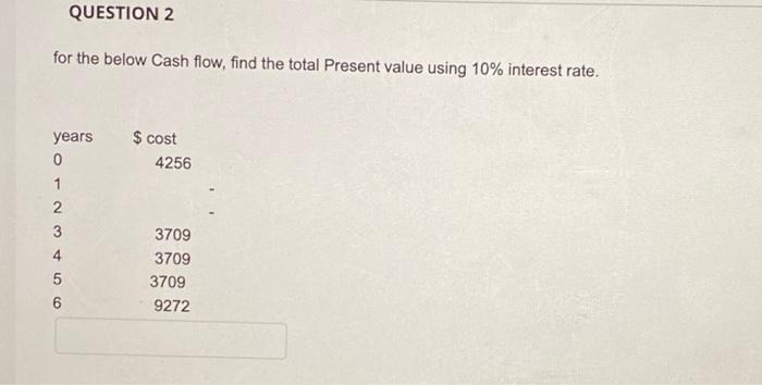 Solved for the below Cash fiow, find the total Present value | Chegg.com