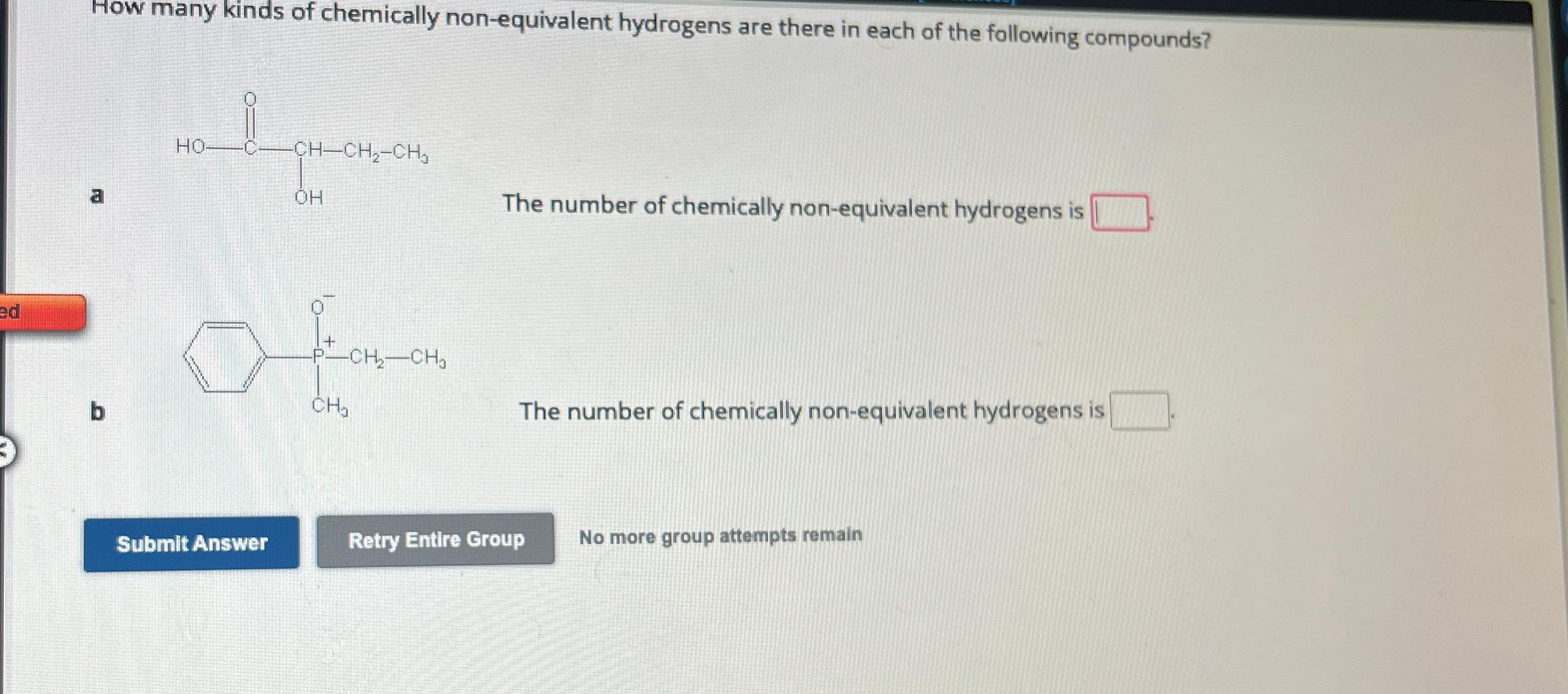 Solved How many kinds of chemically non-equivalent hydrogens | Chegg.com