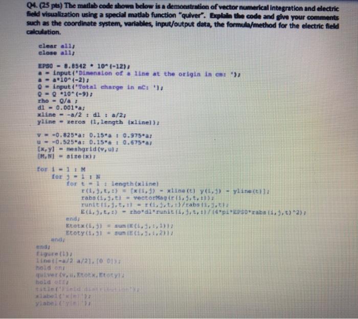 QC. (25 pts) The matlab code shown below is a | Chegg.com