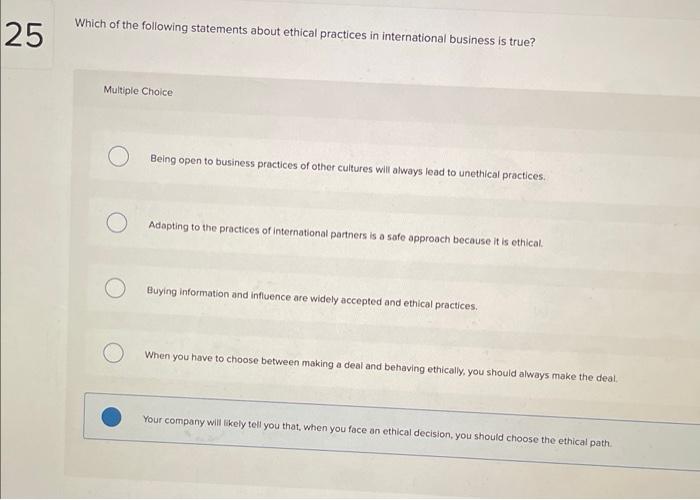 Solved Which of the following statements about ethical | Chegg.com