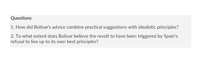 Solved Simón Bolívar, "The Jamaica Letter" Simón Bolívar | Chegg.com