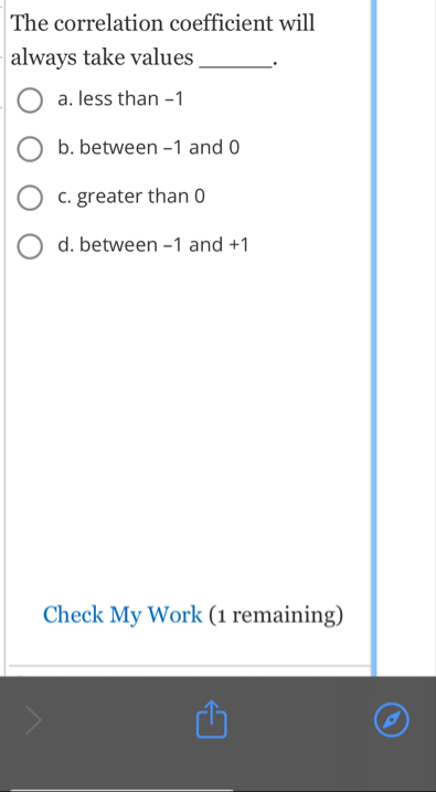 Solved The correlation coefficient will always take valuesa. | Chegg.com