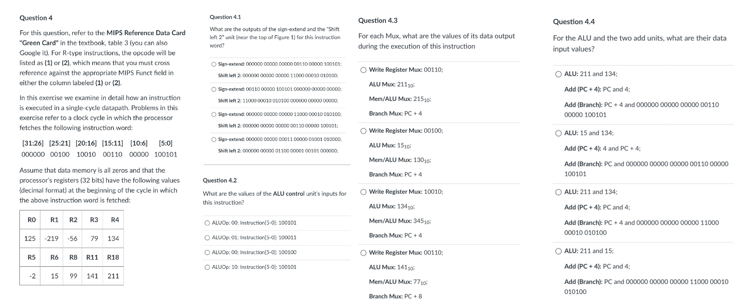 Solved Question 4For this question, refer to the MIPS | Chegg.com