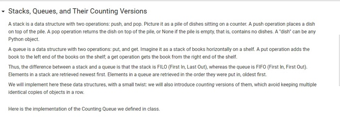 Solved Stacks, Queues, and Their Counting Versions A stack | Chegg.com