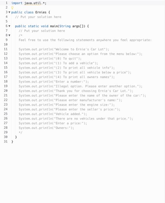 Kou are writing an applation to hepp Ernte's Car | Chegg.com