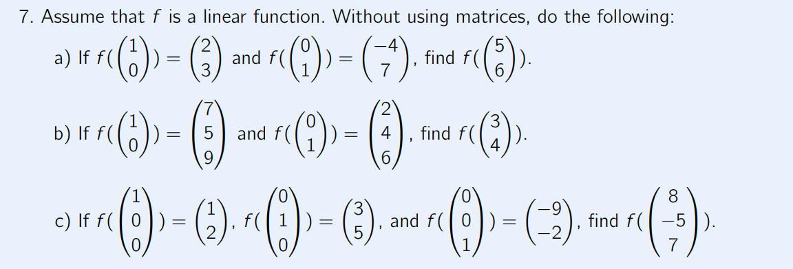 Solved Assume that f ﻿is a linear function. Without using | Chegg.com