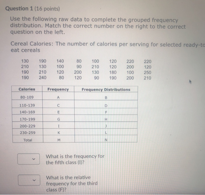 Solved Question 1 (16 points) Use the following raw data to | Chegg.com
