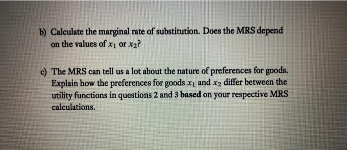 Solved 3 The Perfect Substitutes Utility Function Can Be