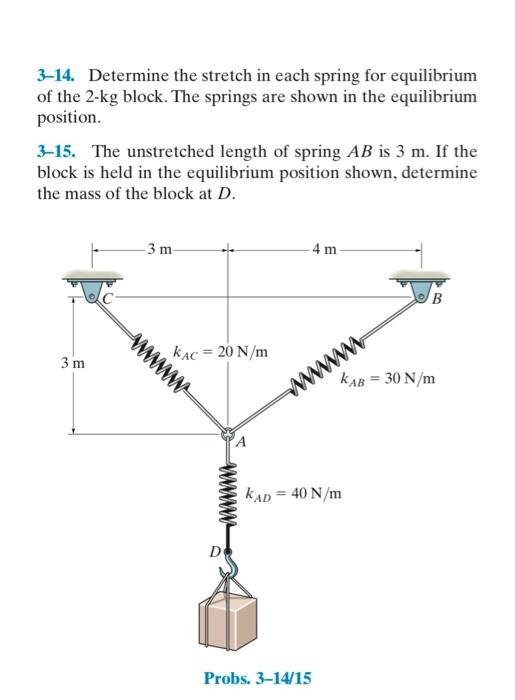 Solved 3-14. Determine the stretch in each spring for | Chegg.com