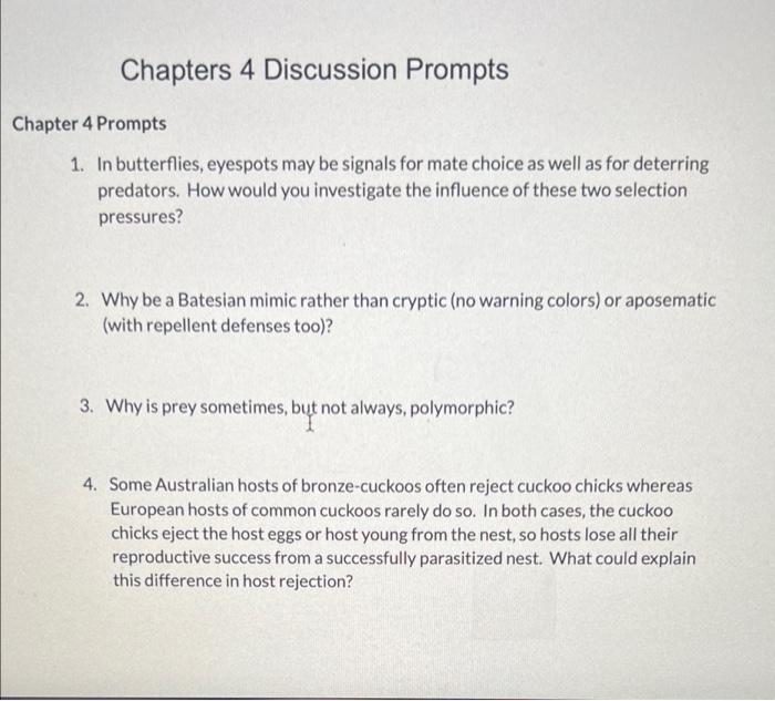 Solved Chapters 4 Discussion Prompts Chapter 4 Prompts 1. In | Chegg.com