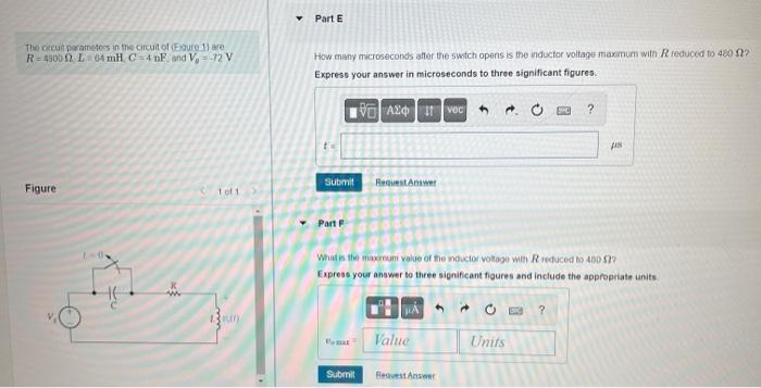 Solved How many microseconds after the switch opens is the | Chegg.com