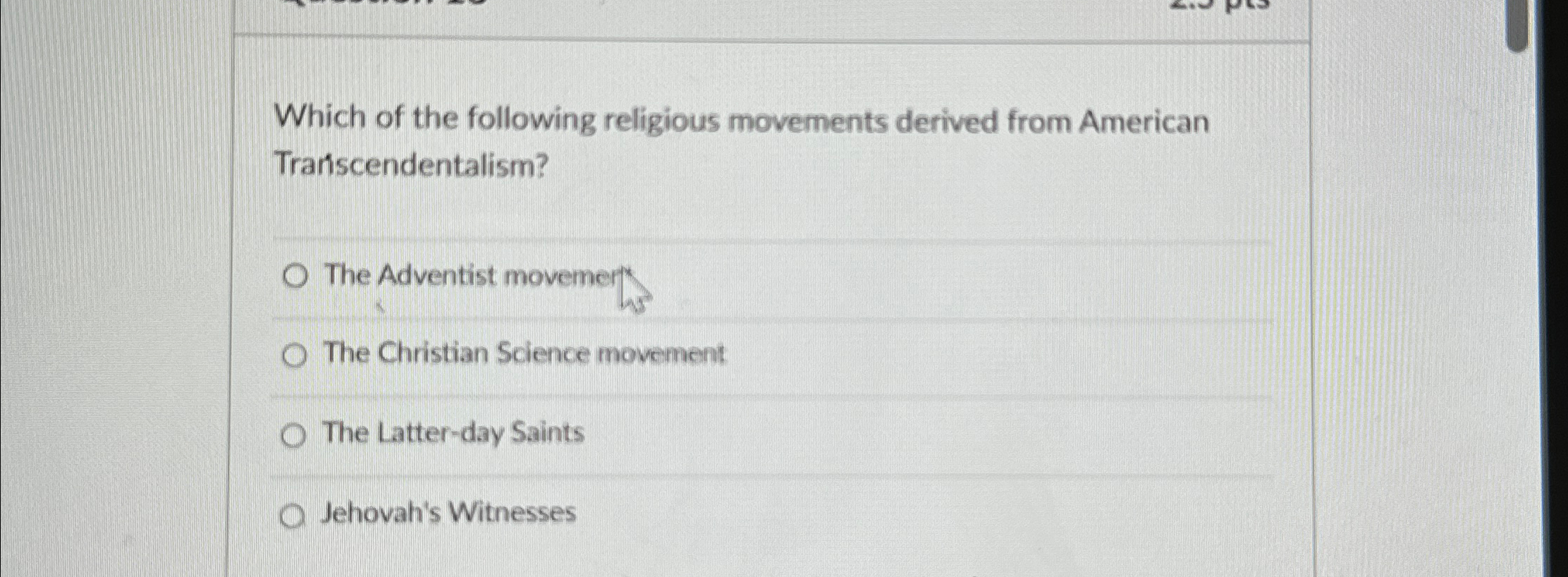 Solved Which of the following religious movements derived | Chegg.com